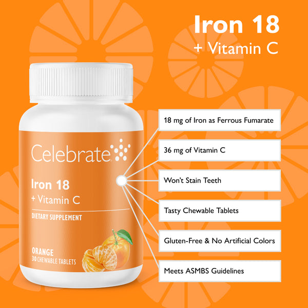 Iron 18mg with Vitamin C Chewable Tablets - Orange - Celebrate ...
