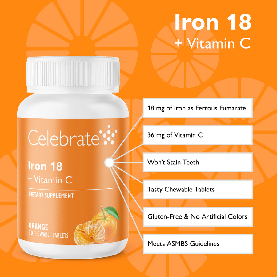 Iron 18mg with Vitamin C Chewable Tablets - Orange - Celebrate ...