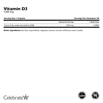 Vitamin D3 50000 IU Capsules - 90 Count - Celebrate