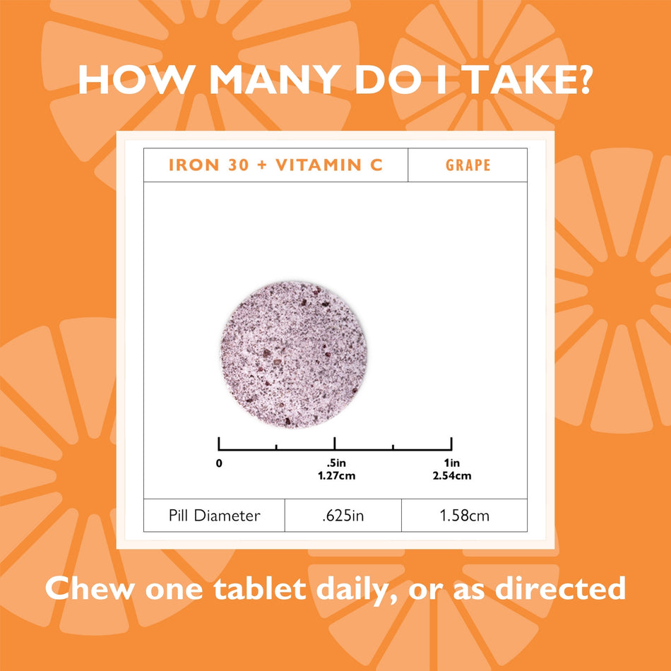 Iron 30mg with Vitamin C Chewable Tablets - Grape - Celebrate