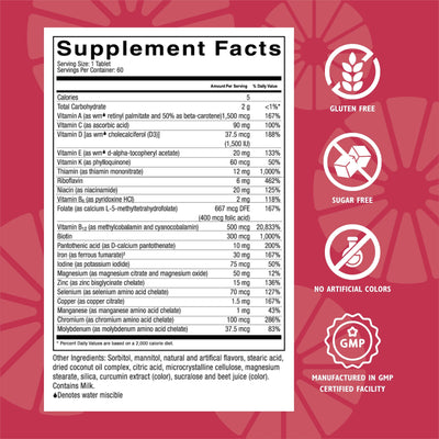 Multi-Complete 60 Chewable Bariatric Multivitamins with Iron