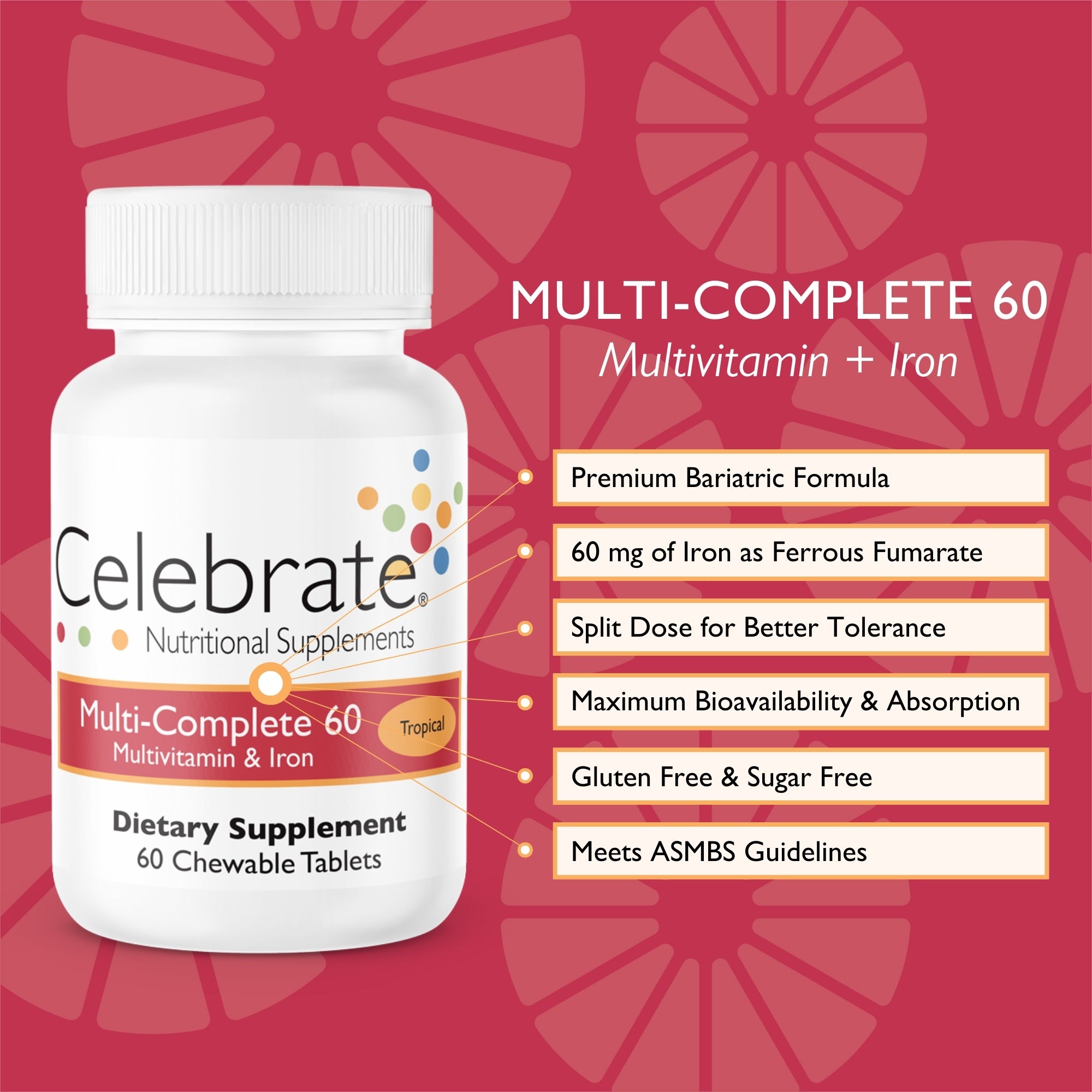 Multi-Complete 60 Chewable Bariatric Multivitamins with Iron