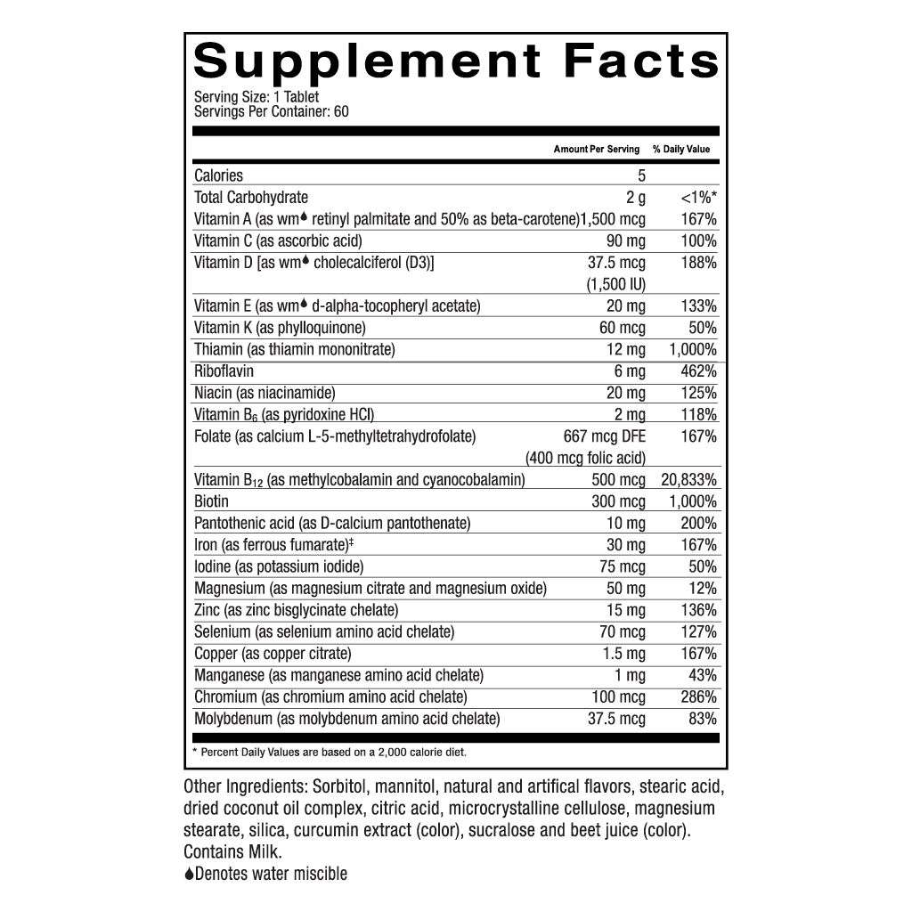 Multi-Complete 60 Chewable Bariatric Multivitamins with Iron