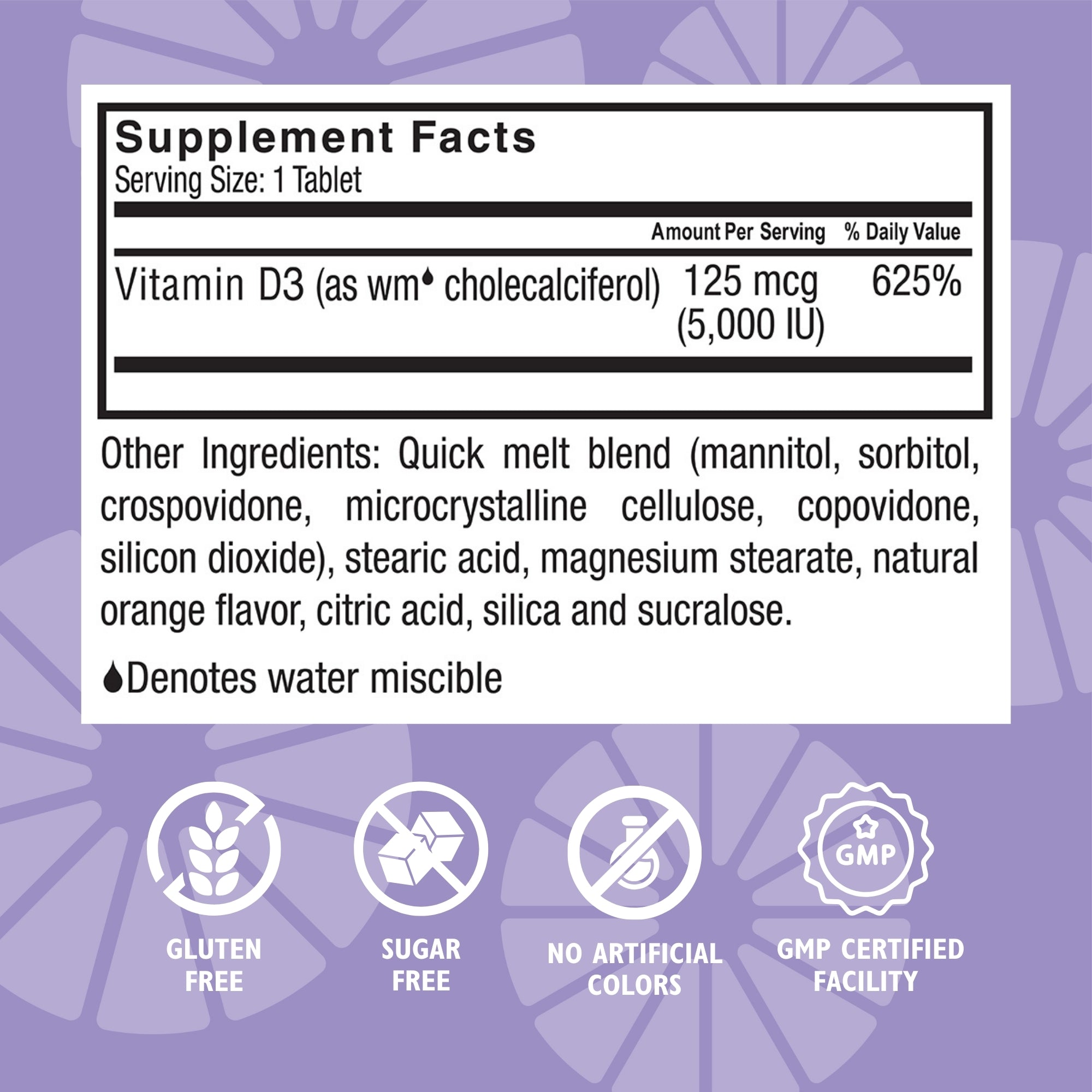 Vitamin D3 5000 IU Quick Melts - Bone Health Support